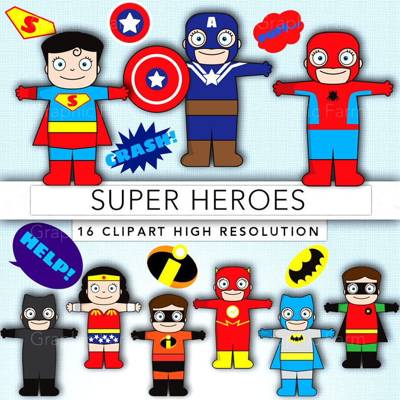 Super Hero Clipart,super Hero Clip Art,heroes Clipart,scrapbook ...