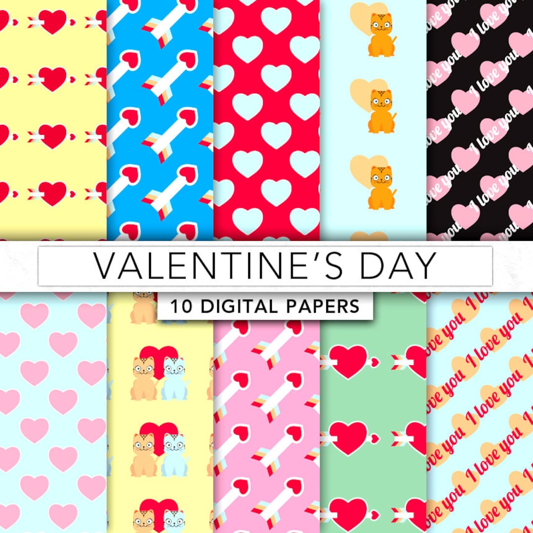 Valentines Digital Paper, Hearts Paper, Rokets Background,sweet ...