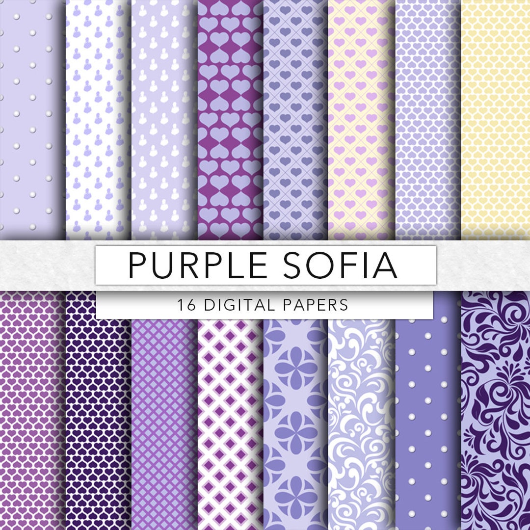 Purple Sofia Digital Paper,purple Sofia Paper,sofia, Scrapbook ...