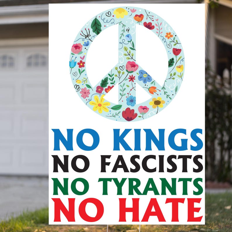 Protest Manifest With Peace Symbol No Kings No Fascists No Tyrants No ...