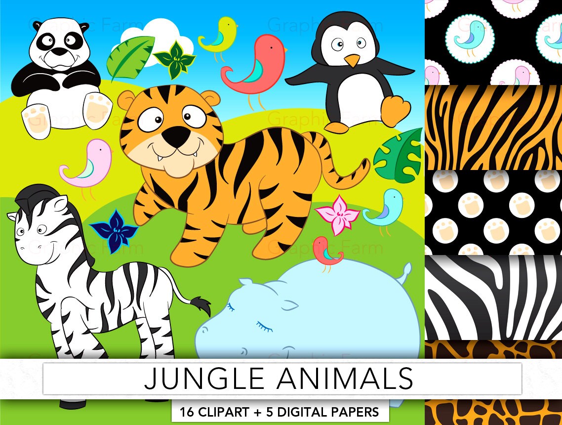 Jungle Animals Clipart,safari Clipart,jungle Animals,tiger Clipart,zoo ...