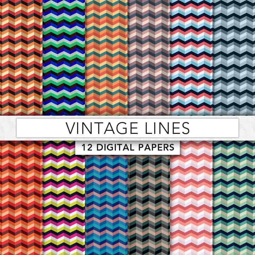 Banda de papel digital, papel digital de líneas vintage, papel de ...