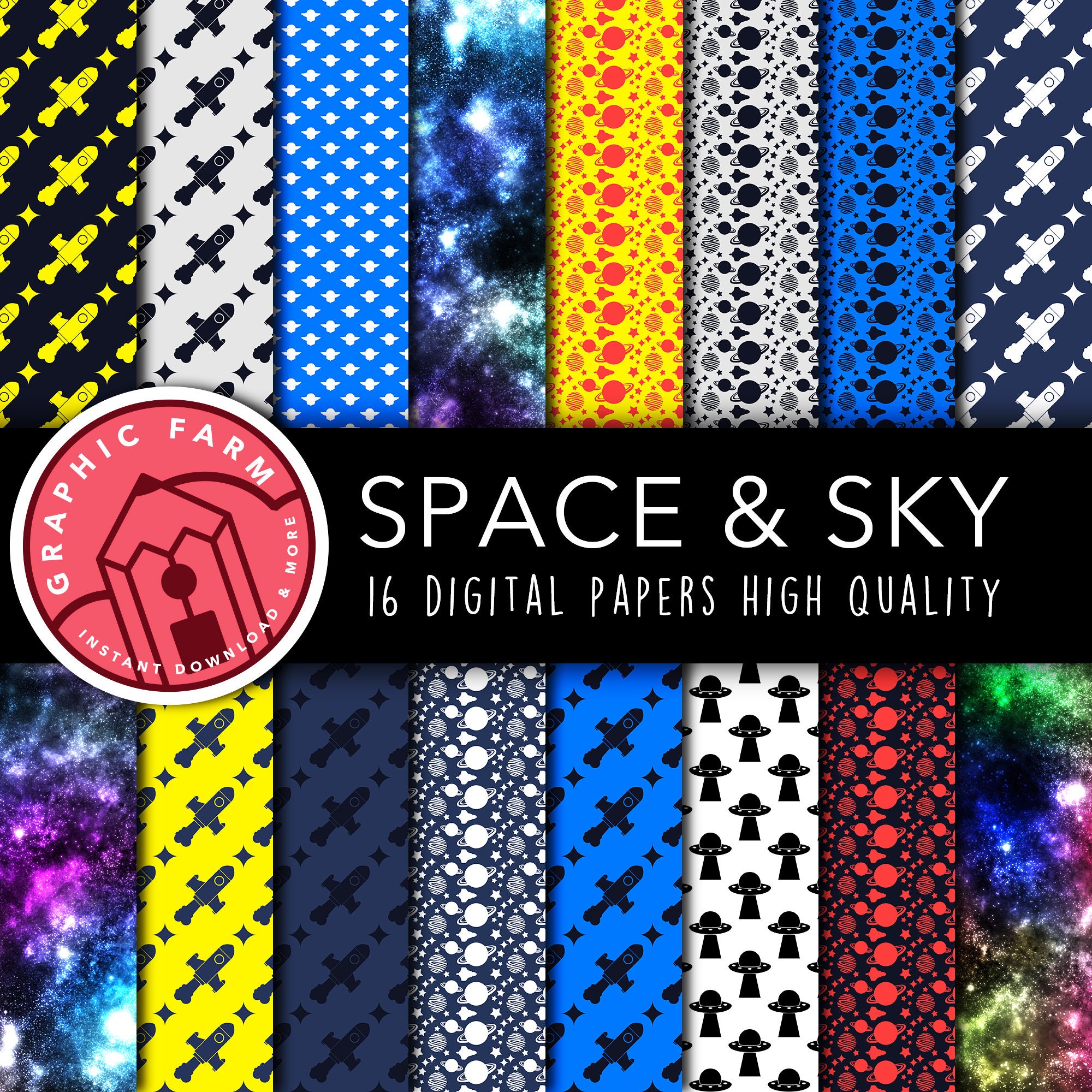 Space Digital Paper, Sky Digital Papers, Scrapbooking, Stars Background ...
