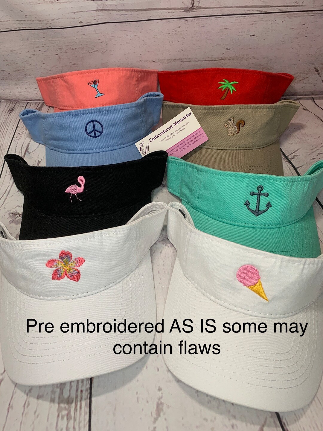 Pre Embroidered Visors - Etsy