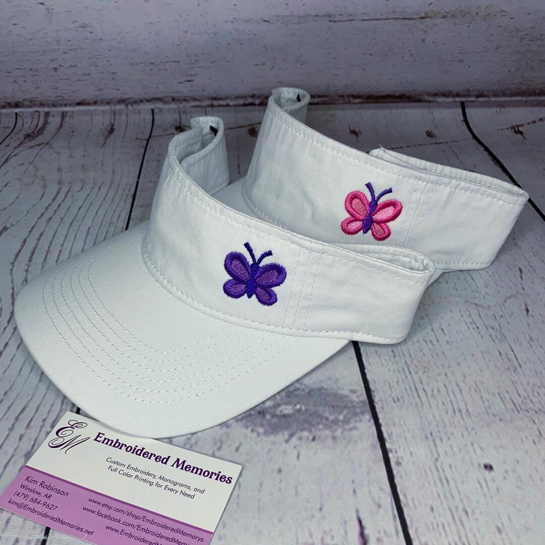 VISOR With Embroidered BUTTERFLY Mini Design Custom Visor Mens Visor ...