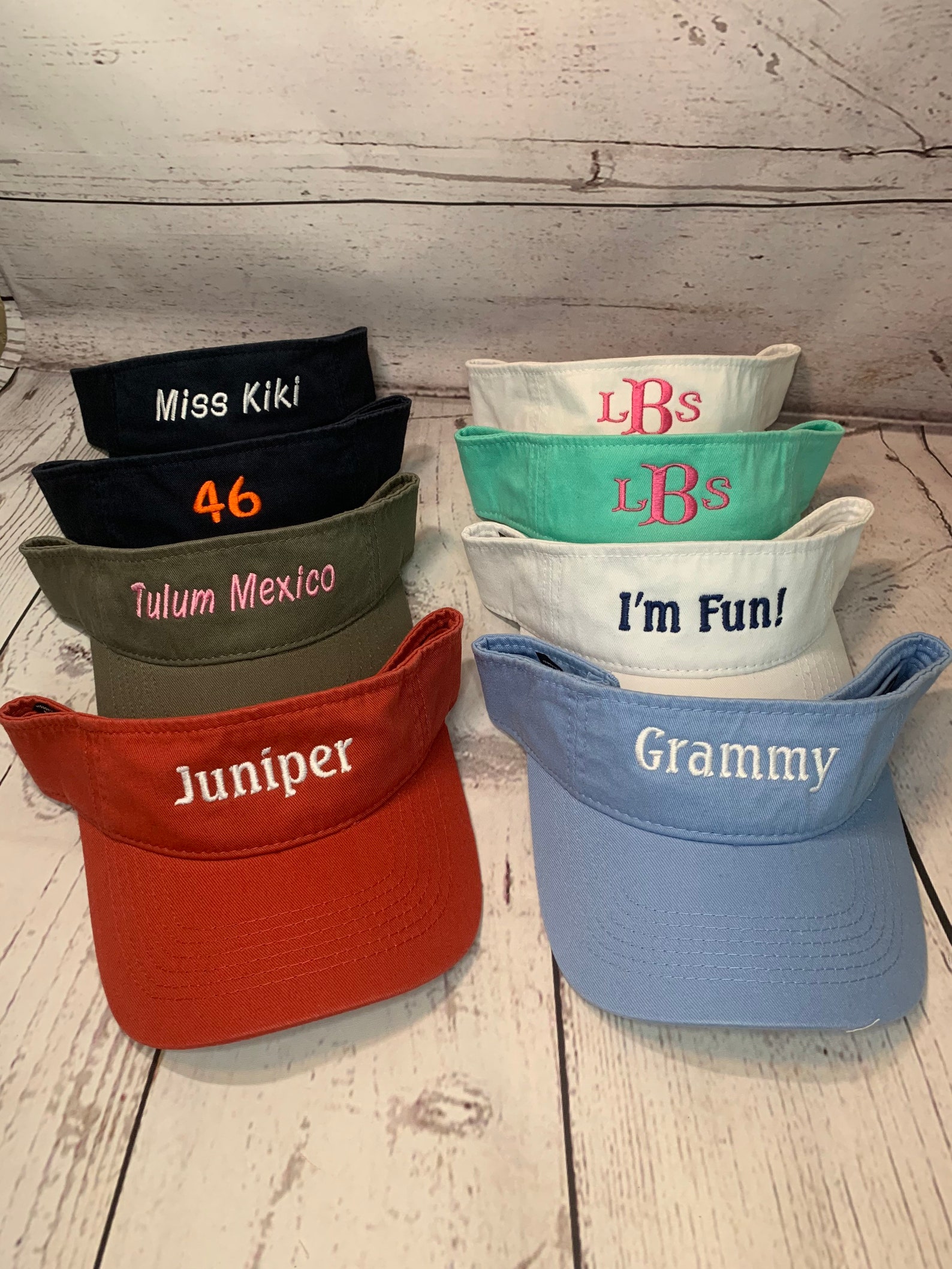 Custom Text Visors Monogrammed Visors Custom Embroidery - Etsy