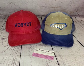 Embroidered Amateur Radio Call Sign Hat / Custom Callsign Ham Radio Cap ...