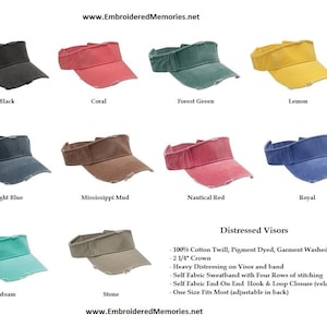 Custom Text Distressed VISORS Embroidered Visor Monogrammed ...