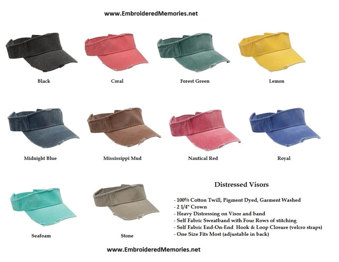 VISOR With Embroidered Mini Design Distressed Visors Mothers - Etsy