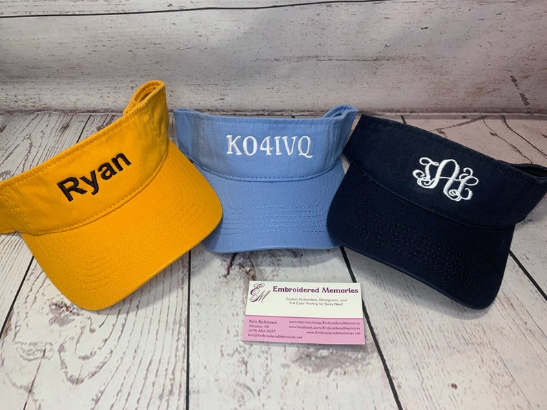 Custom Text Visors Monogrammed Visors Custom Embroidery Personalized ...