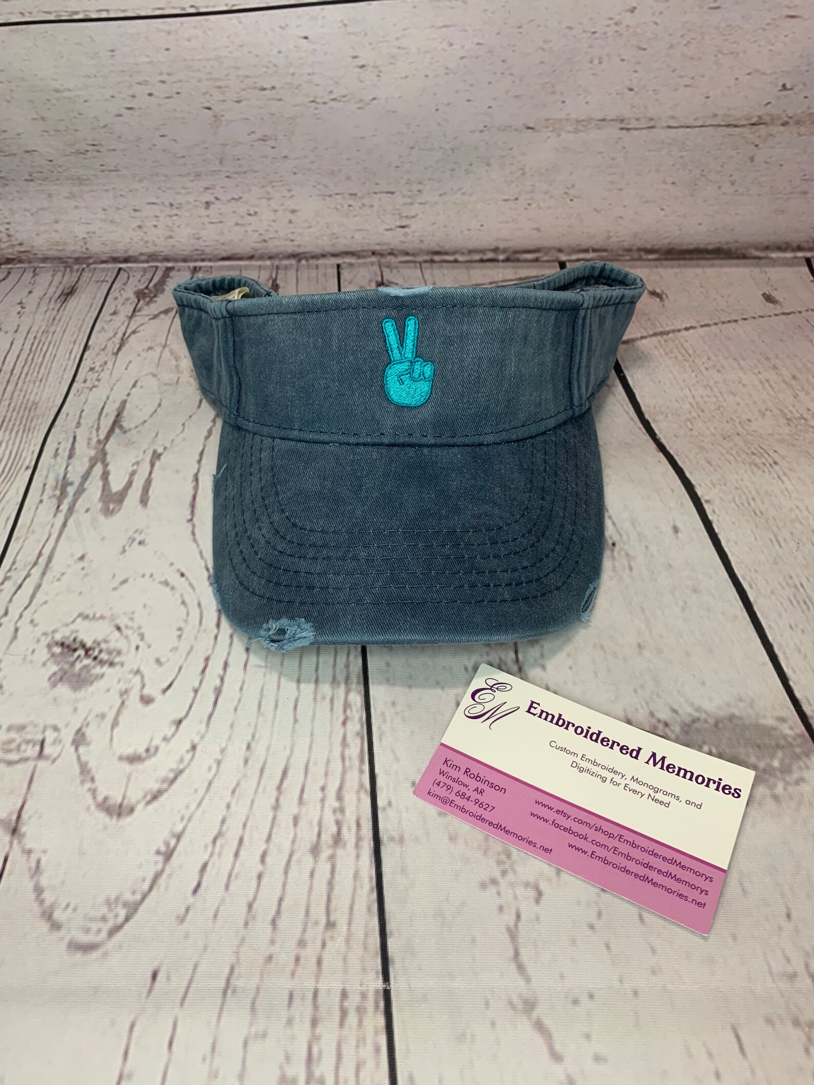 Peace VISOR Embroidered Hand Peace Sign Mini Design Distressed Visors ...