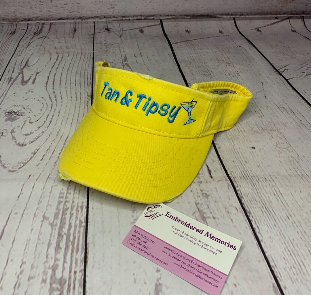 Tan & Tipsy Embroidered Visor With Mixed Drink Min Design - Etsy