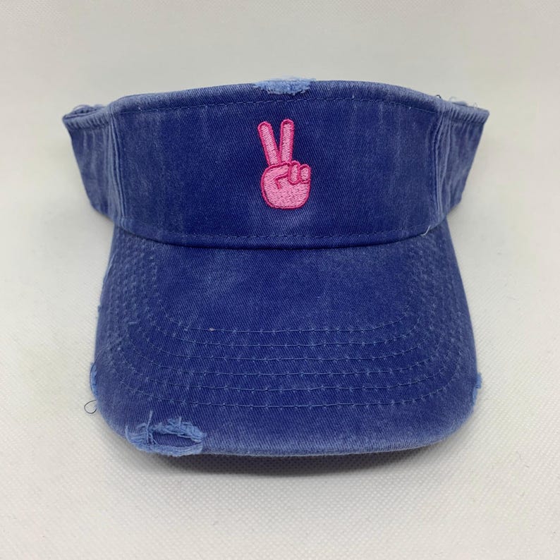Peace VISOR Embroidered Hand Peace Sign Mini Design Distressed Visors ...