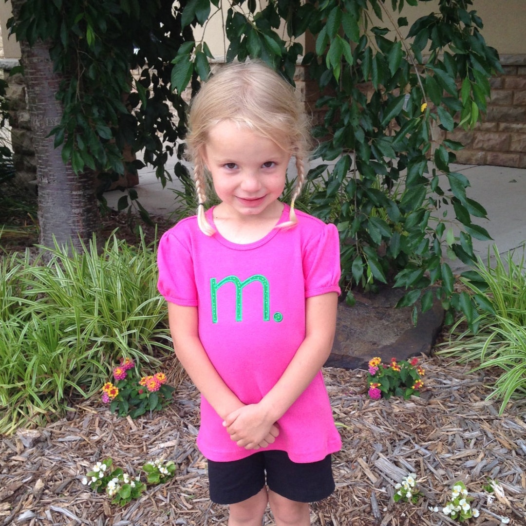 Monogrammed Embroidered Little Girls Pink Birthday Shirt - Etsy