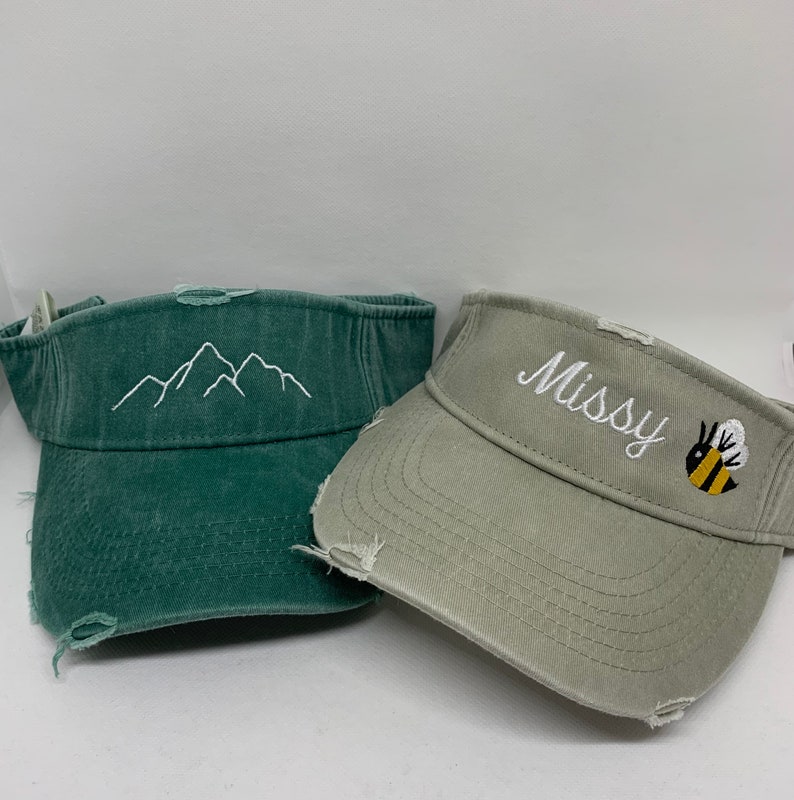Custom Text Distressed VISORS Embroidered Visor Monogrammed | Etsy