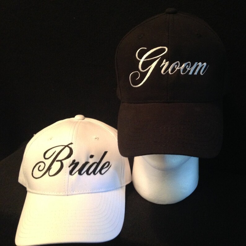 Bride and Groom Embroidered Structured Hats Wedding Bridal Bachelorette ...