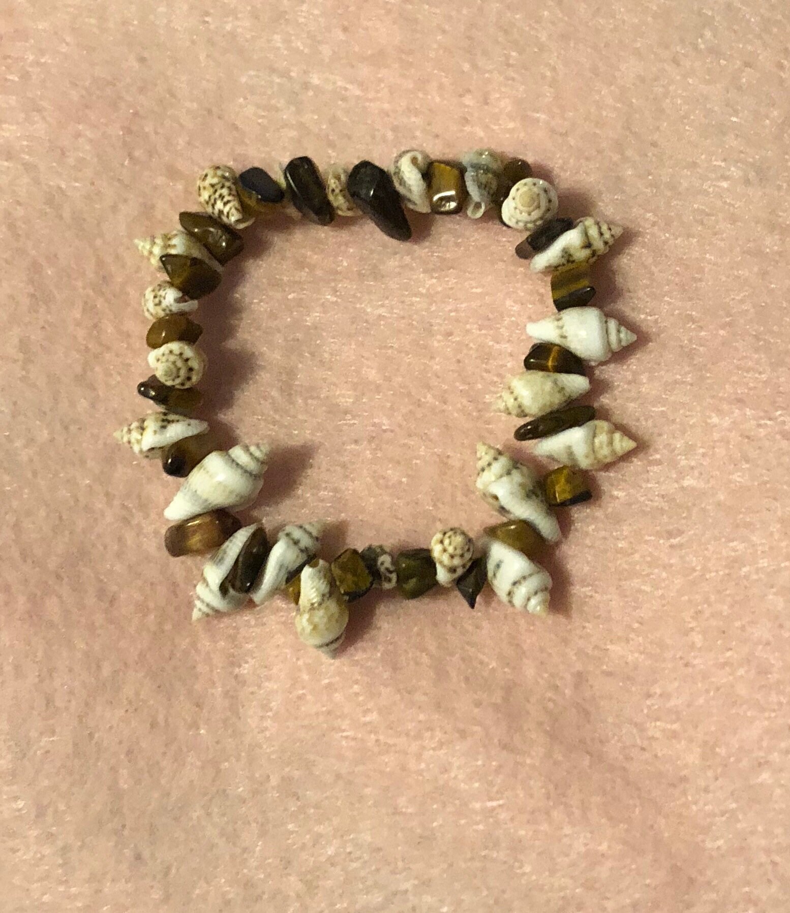 TIger's Eye Chips & Mini Sea Shell Bracelet | Etsy