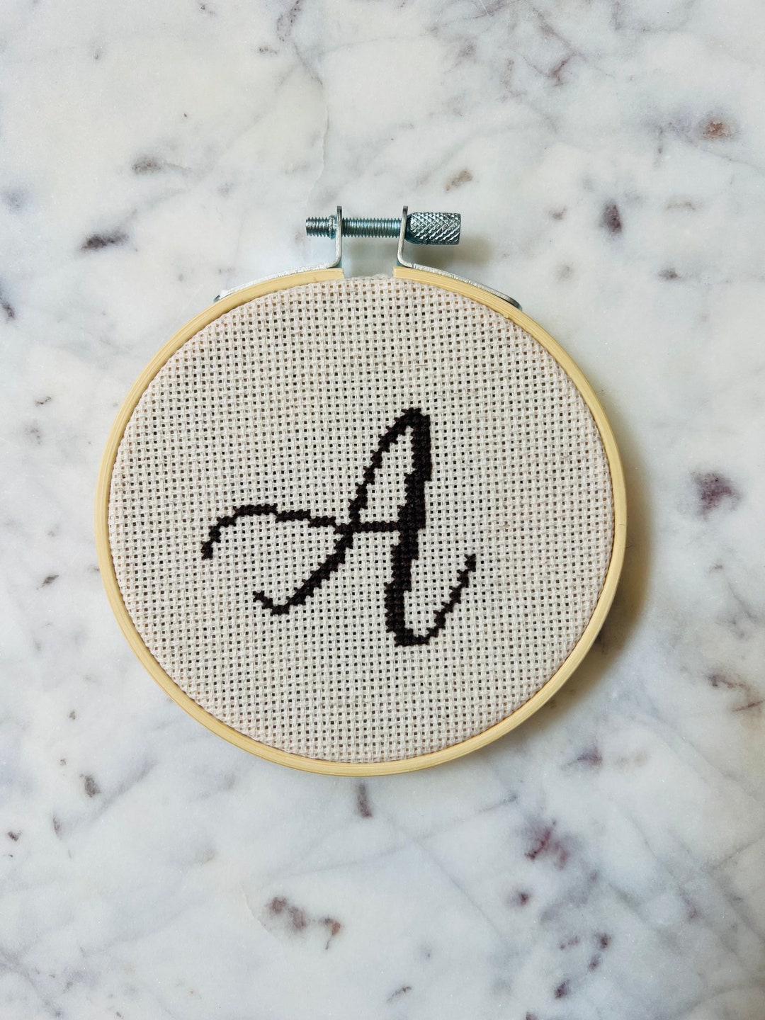 Letter “A” Initial Monogram Finished Crossstitch Hoop - Etsy