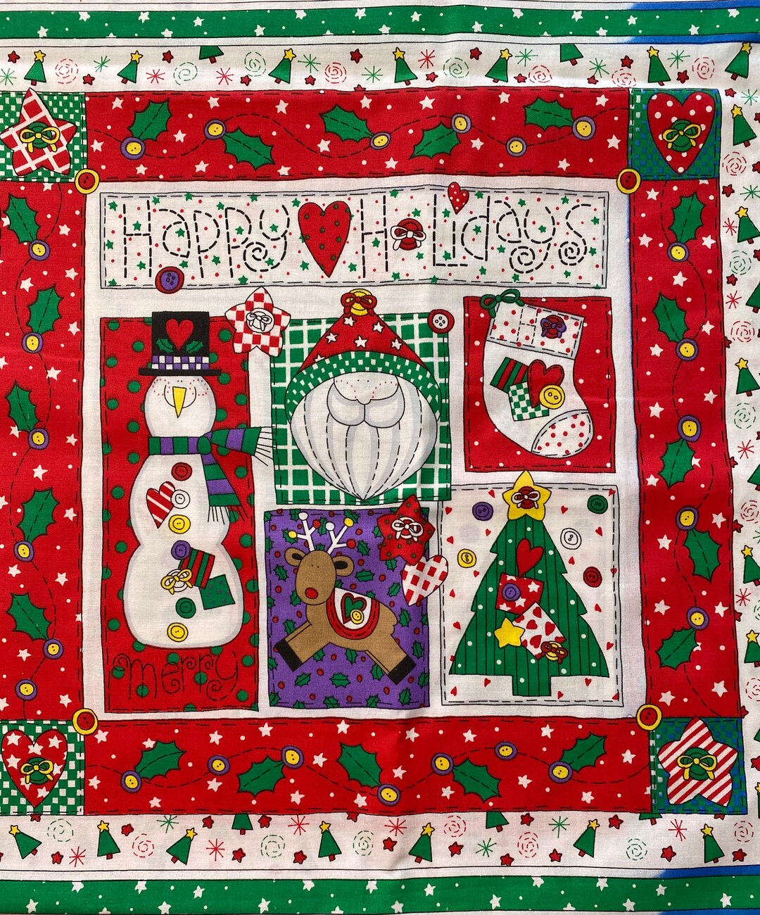 Happy Holidays Christmas Fabric Panel by Sue Dreamer for Fabric Country ...