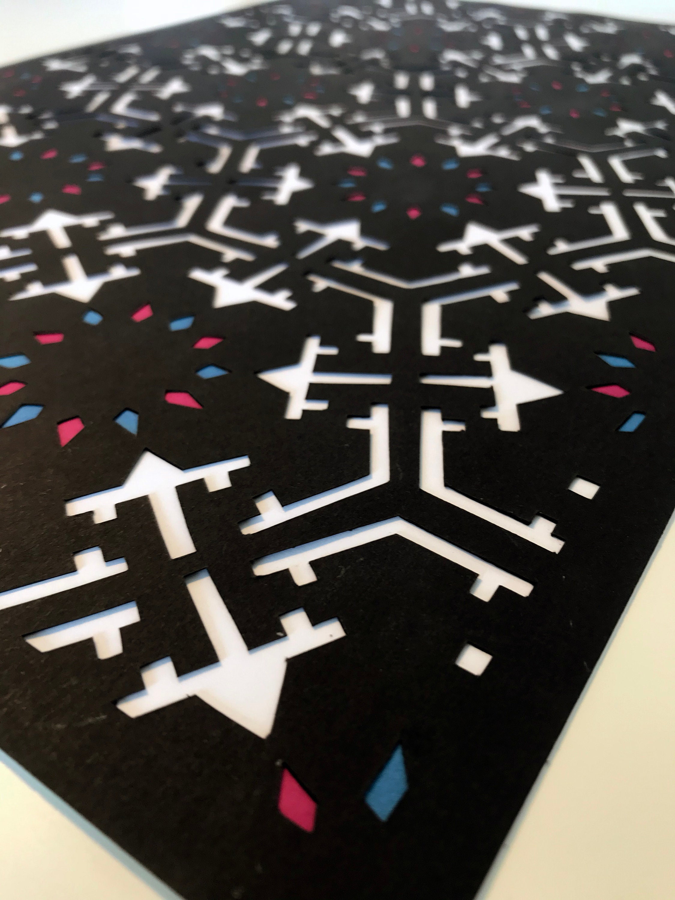 A3 Hand Cut Pink and Blue Abstract Geometric Pattern #4 Papercut - Etsy