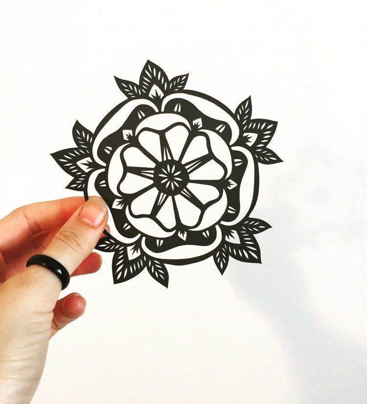 A5 Hand Cut Yorkshire Rose Paper Cut - Etsy