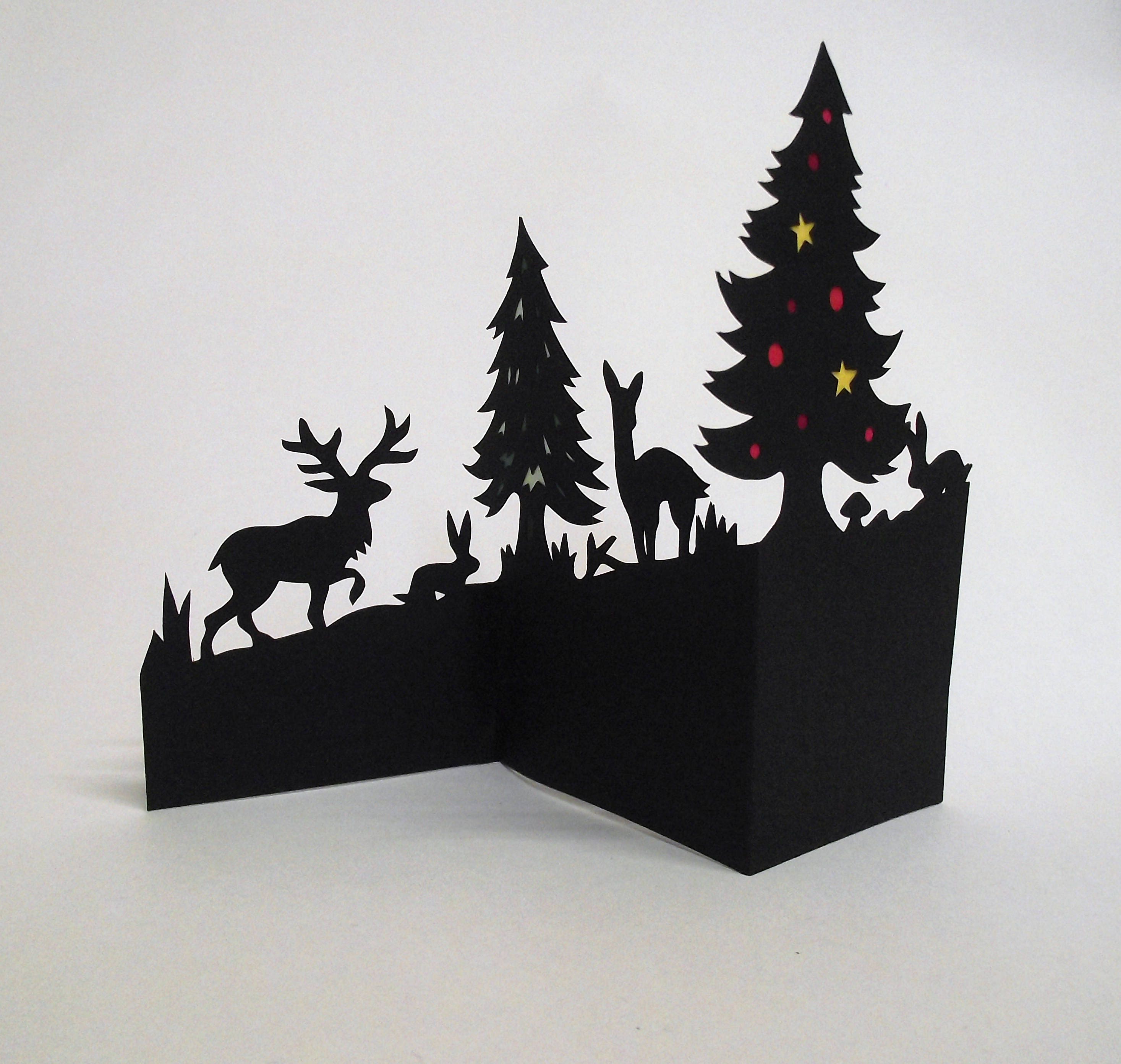 Three Dimensional Hand Cut Reindeer in Forest Christmas Card - Etsy