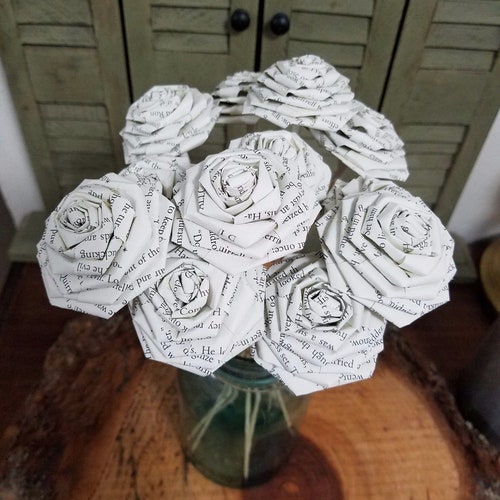 2 Dozen Sci Fi Book Page Flowers 24 Paper Roses No Stems | Etsy