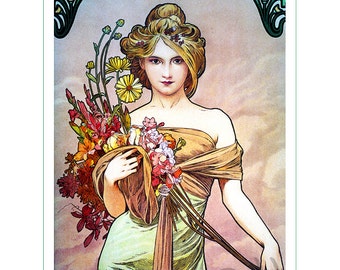 Fabric Panel Alphonse Mucha 7. for Sewing, Patchwork, Quilting. Fabric ...