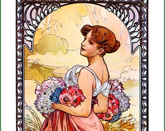 Fabric Panel Alphonse Mucha 19 V.a. for Sewing, Patchwork, Quilting ...