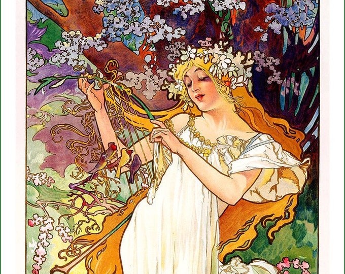 Fabric Panel - Alphonse Mucha (49). for Sewing, Patchwork, Quilting ...