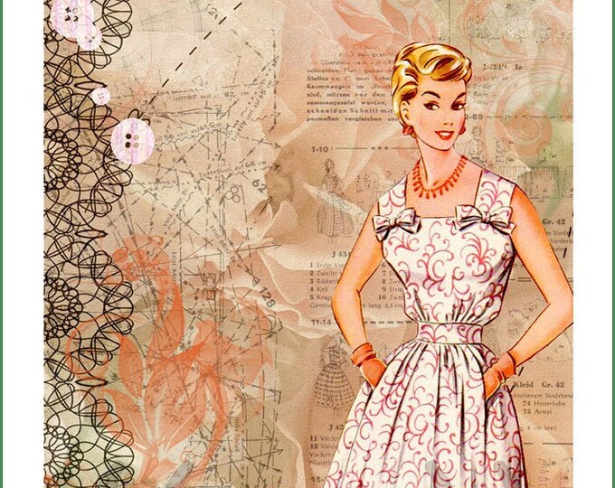 Fabric Panel - Vintage Collage (109). for Sewing, Patchwork, Quilting ...