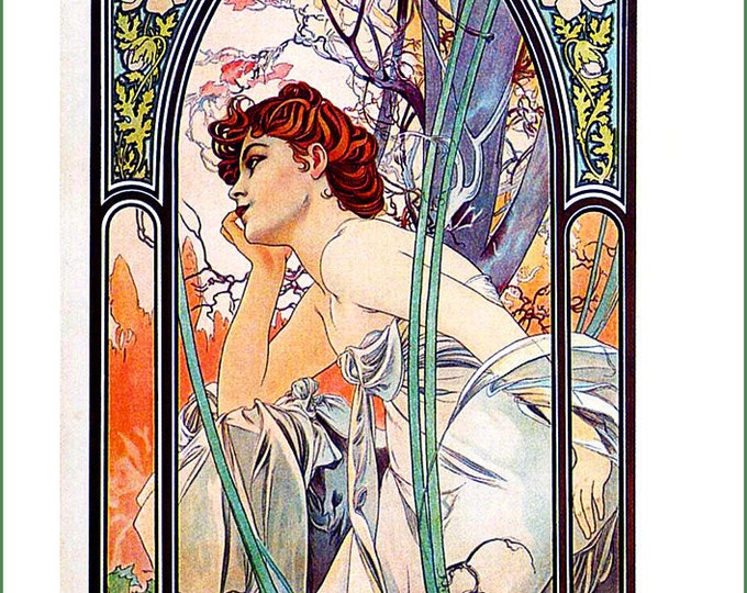 Fabric Panel Alphonse Mucha 37. for Sewing, Patchwork, Quilting. Fabric ...