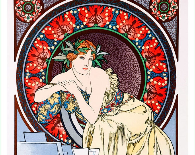 Fabric Panel - Alphonse Mucha (76). for Sewing, Patchwork, Quilting ...