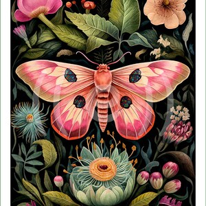 Fabric Panel - DI (204) - Botanical Moths. for Sewing, Patchwork ...