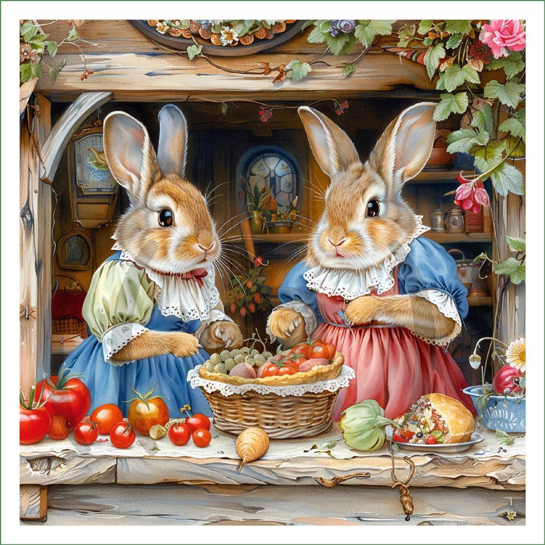 Fabric Panel - DI (391) - Fancy Rabbit. for Sewing, Patchwork, Quilting ...