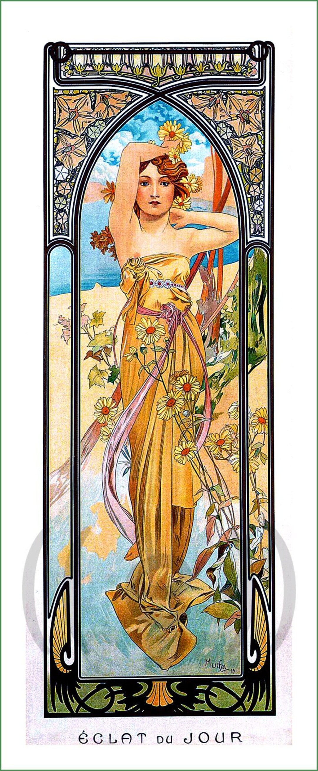 Fabric Panel Alphonse Mucha 32. for Sewing, Patchwork, Quilting. Fabric ...