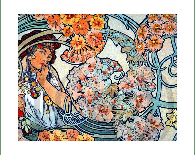 Fabric Panel - Alphonse Mucha (21). for Sewing, Patchwork, Quilting ...