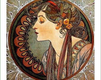 Fabric Panel Alphonse Mucha 7. for Sewing Patchwork | Etsy