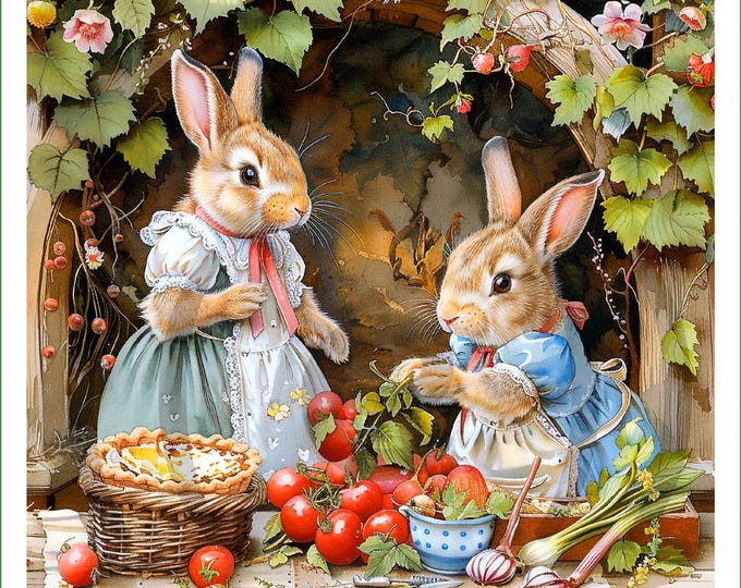 Fabric Panel - DI (393) - Fancy Rabbit. for Sewing, Patchwork, Quilting ...