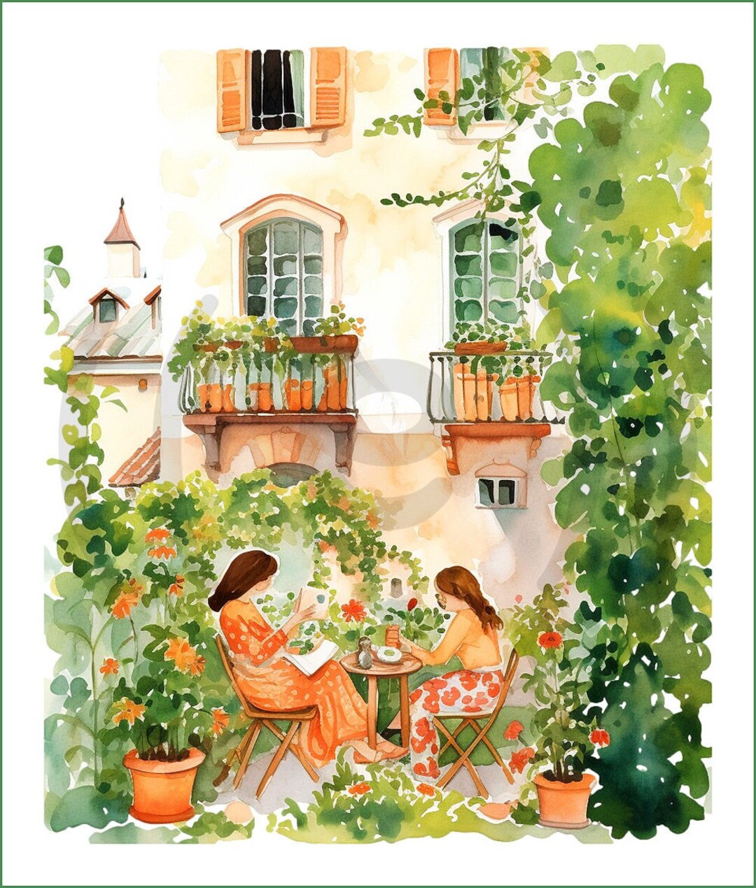 Fabric Panel - DI (36) - Woman in Italian Garden. for Sewing, Patchwork ...