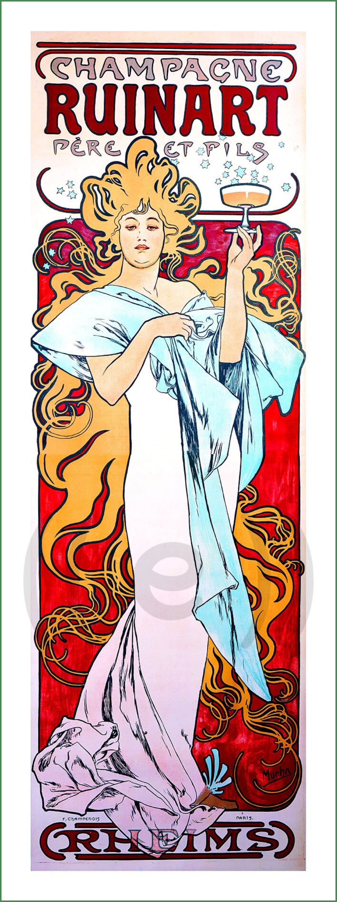 Fabric Panel - Alphonse Mucha (54). for Sewing, Patchwork, Quilting ...