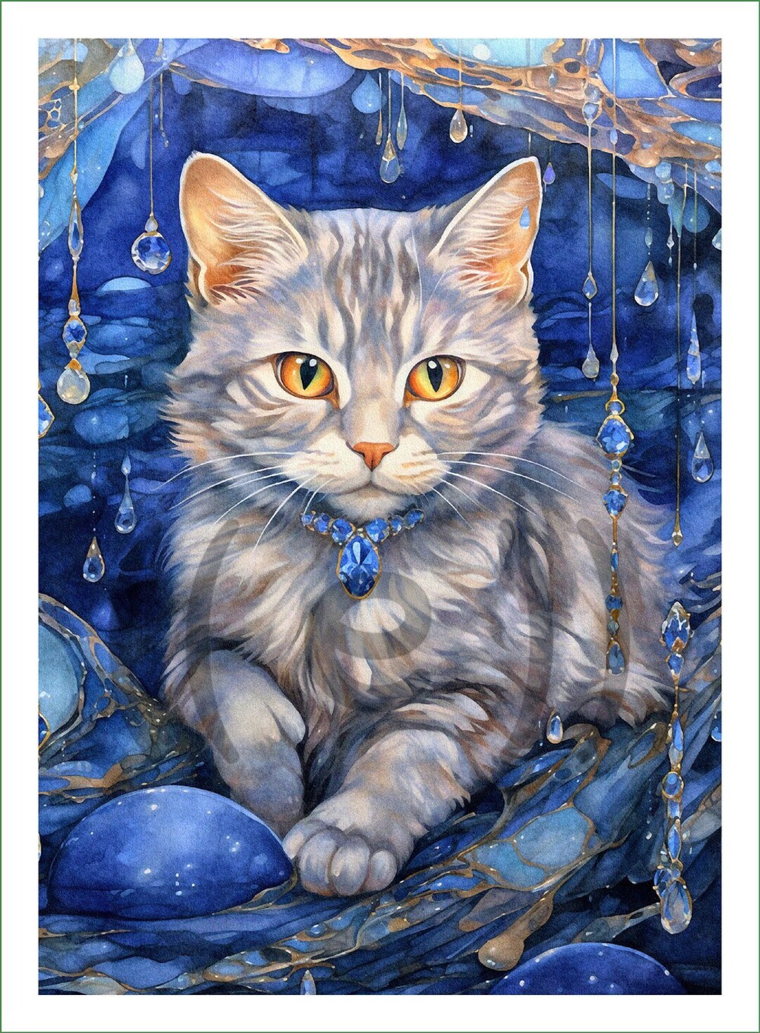 Fabric Panel - DI (167) - Cats & Crystals. for Sewing, Patchwork ...