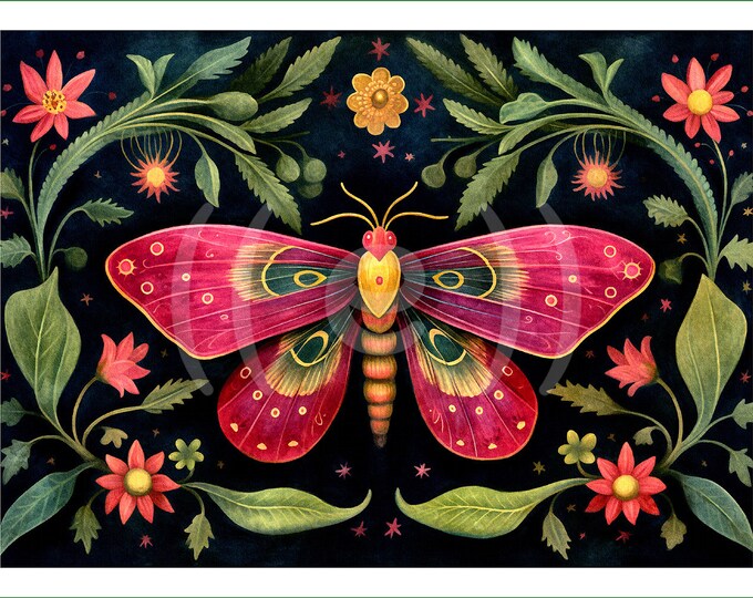 Fabric Panel - DI (208) - Botanical Moths. for Sewing, Patchwork ...