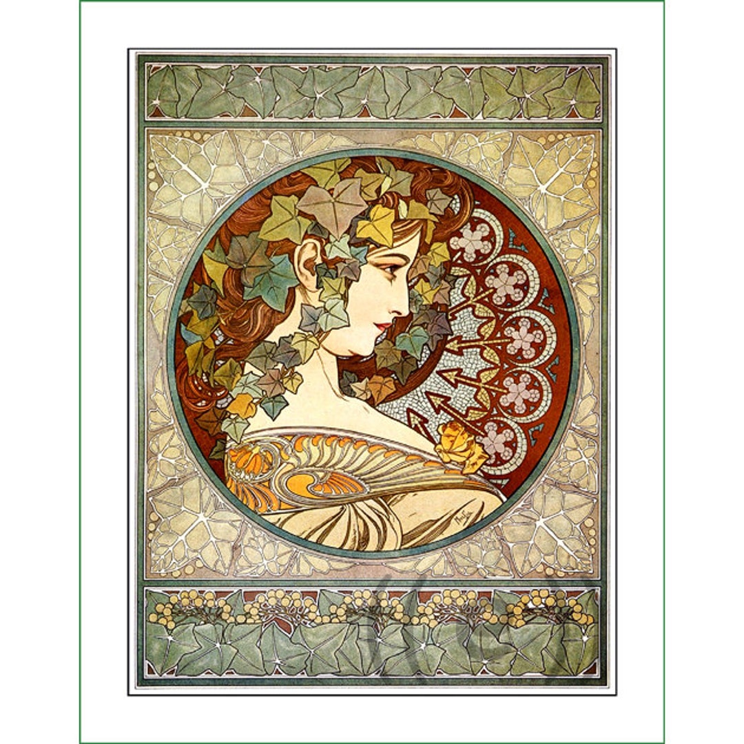 Fabric Panel Alphonse Mucha 7. for Sewing, Patchwork, Quilting. Fabric ...