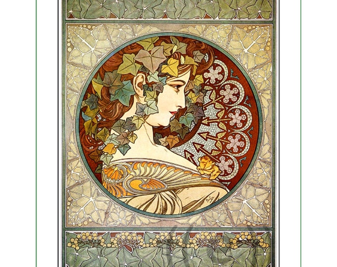 Fabric Panel - Alphonse Mucha (7). for Sewing, Patchwork, Quilting ...