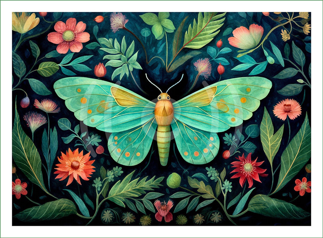 Fabric Panel - DI (210) - Botanical Moths. for Sewing, Patchwork ...