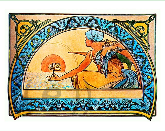 Fabric Panel - Alphonse Mucha (77). for Sewing, Patchwork, Quilting ...