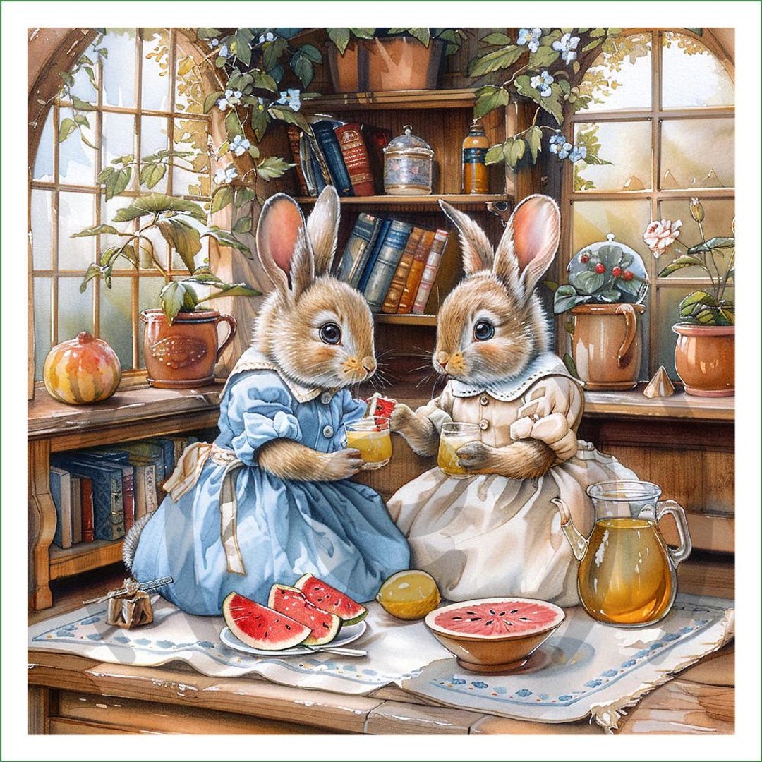 Fabric Panel - DI (384) - Fancy Rabbit. for Sewing, Patchwork, Quilting ...