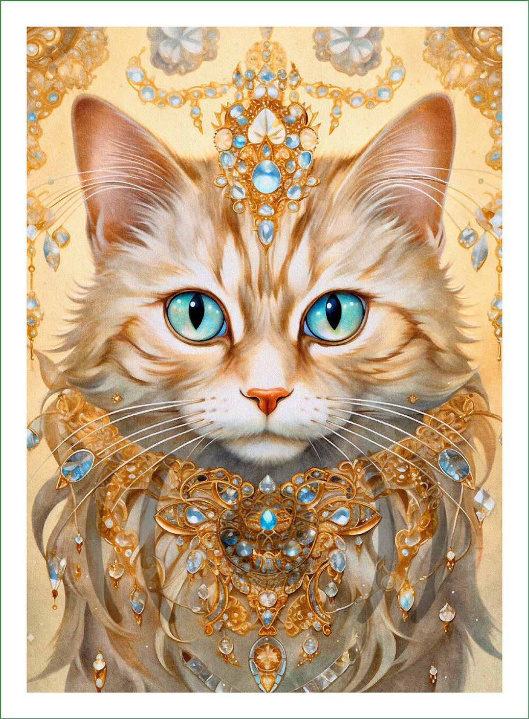 Fabric Panel - DI (168) - Cats & Crystals. for Sewing, Patchwork ...