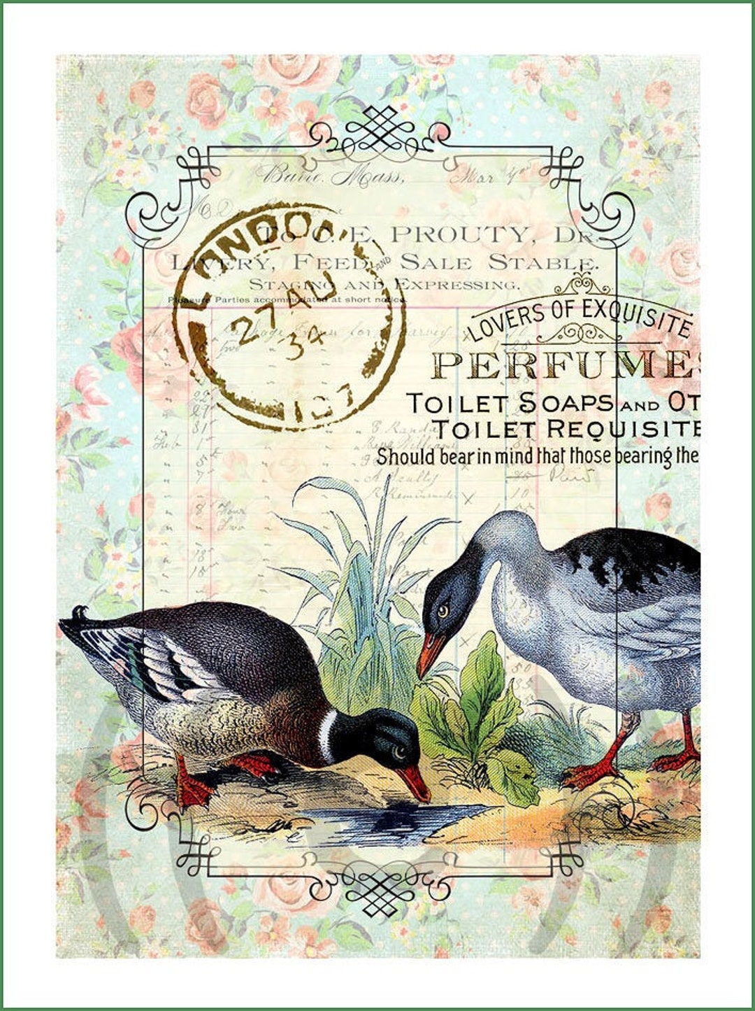 Fabric Panel Vintage Collage 130. for Sewing, Patchwork, Quilting ...